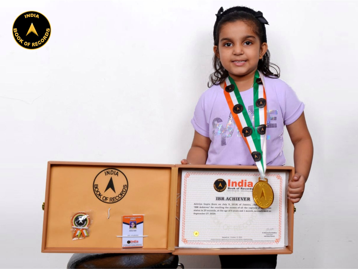 Ashriya Gupta - IBR Achiever - India Book of Records