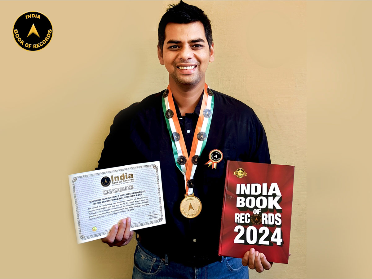 Maximum bare-knuckle punches performed in one minute while holding raw eggs - India Book of Records