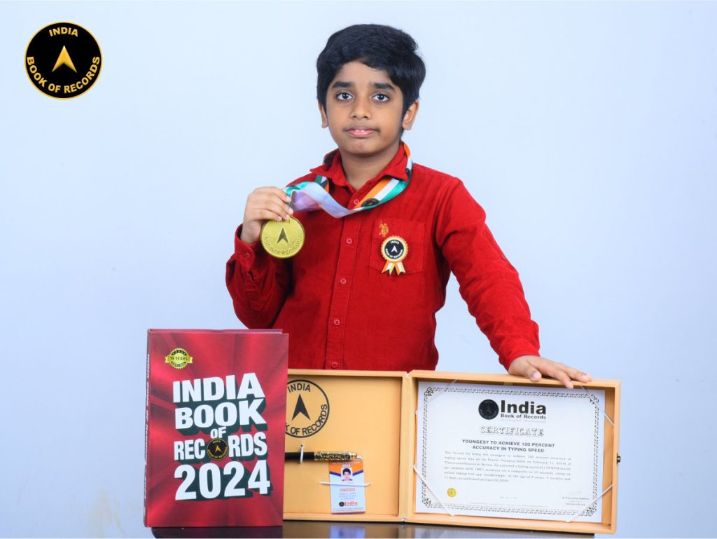 Youngest to achieve 100 percent accuracy in typing speed - India Book of Records