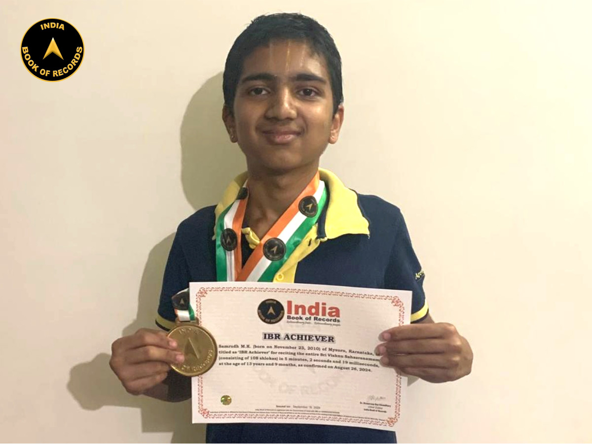 Samrudh M.K. - IBR Achiever - India Book of Records