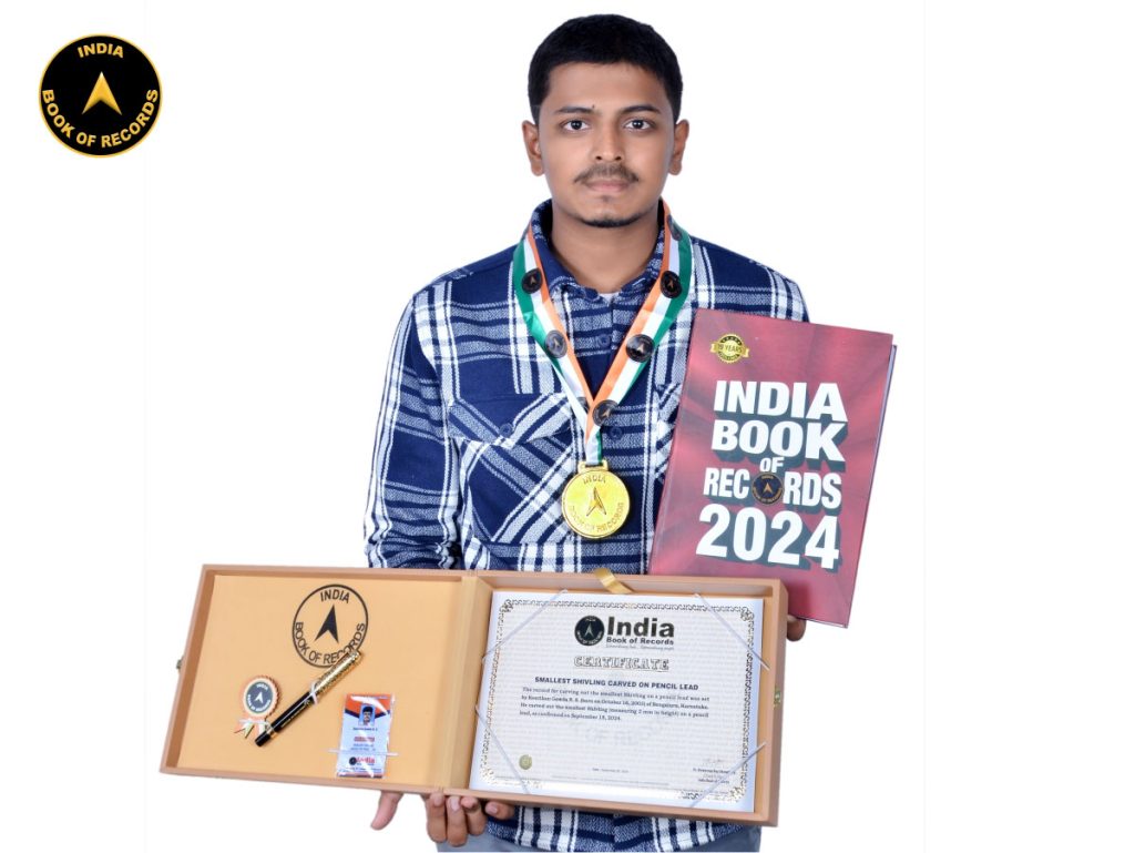 Smallest Shivling carved on pencil lead - India Book of Records