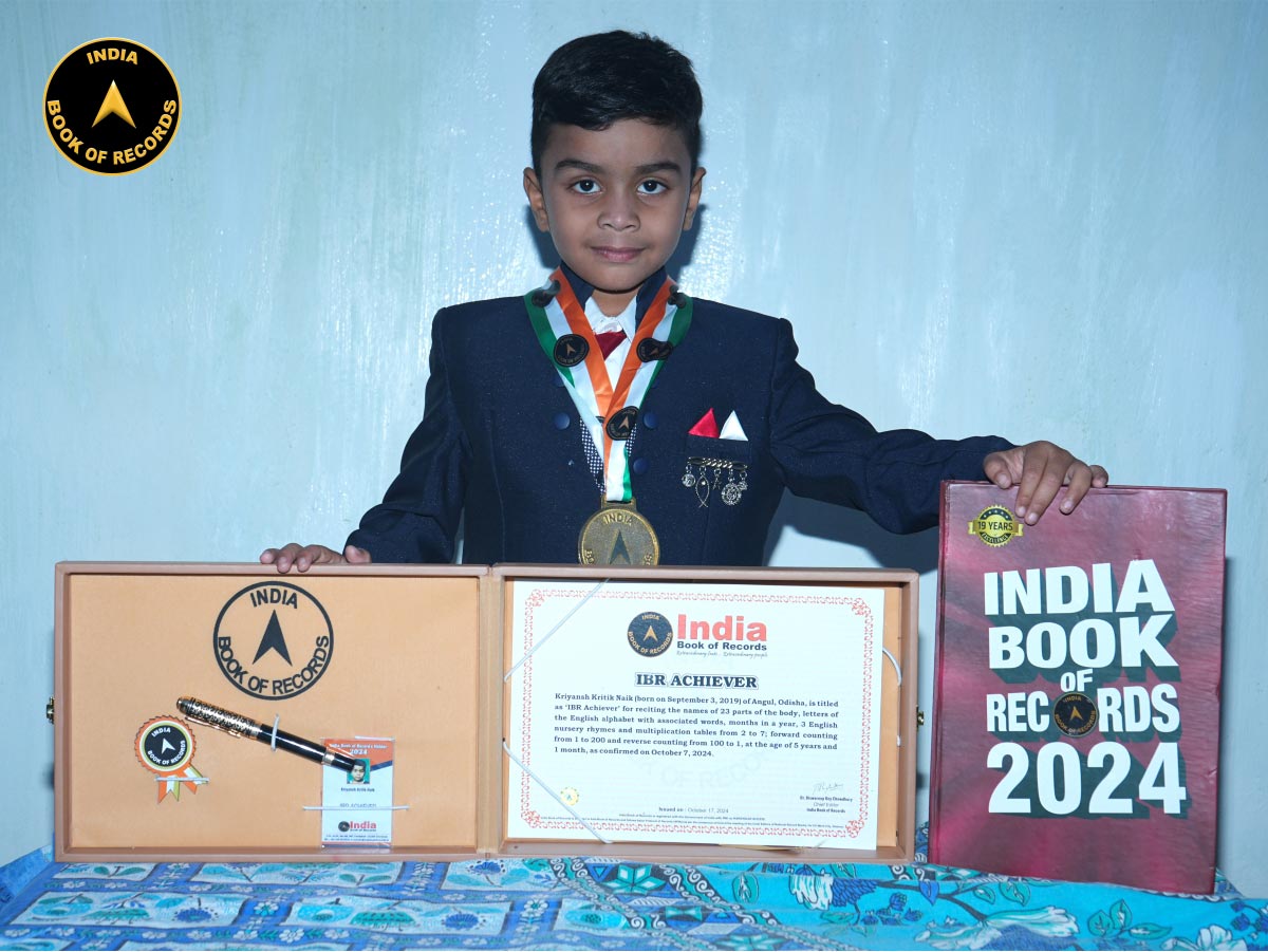 Kriyansh Kritik Naik - IBR Achiever - India Book of Records