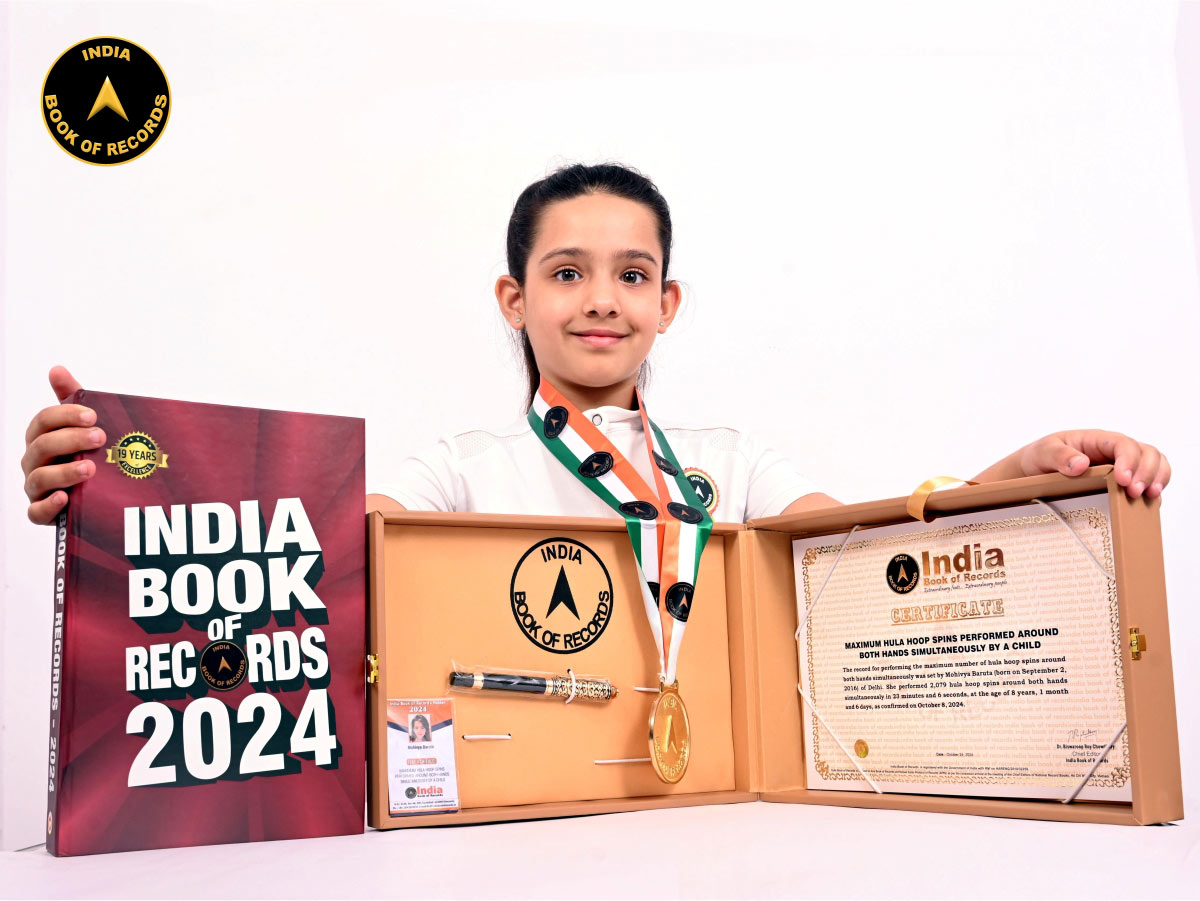 Maximum hula hoop spins performed around both hands - India Book of Records