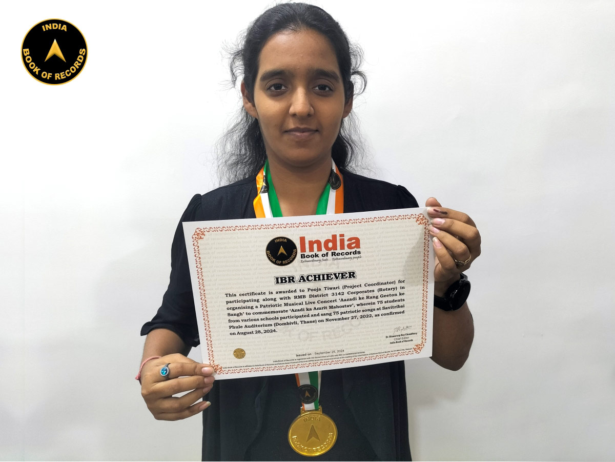 Pooja Tiwari - IBR Achiever - India Book of Records