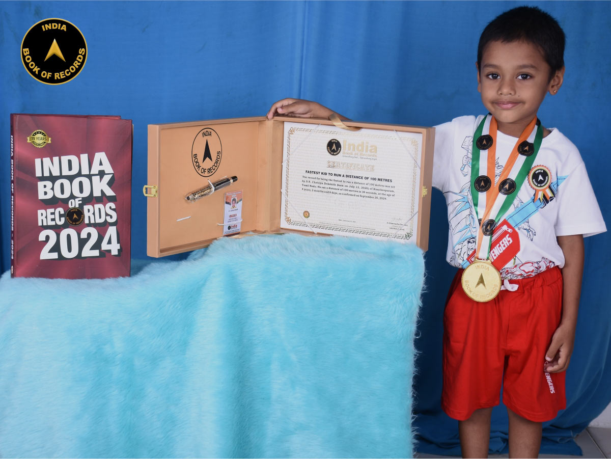 Fastest kid to run a distance of 100 metres - India Book of Records