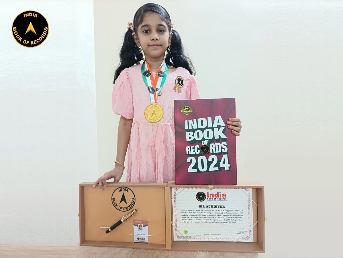 Shanza Shameer - IBR Achiever - India Book of Records