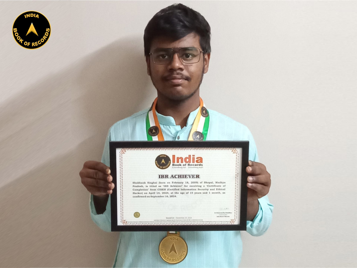 Shubhank Singhai - IBR Achiever - India Book of Records