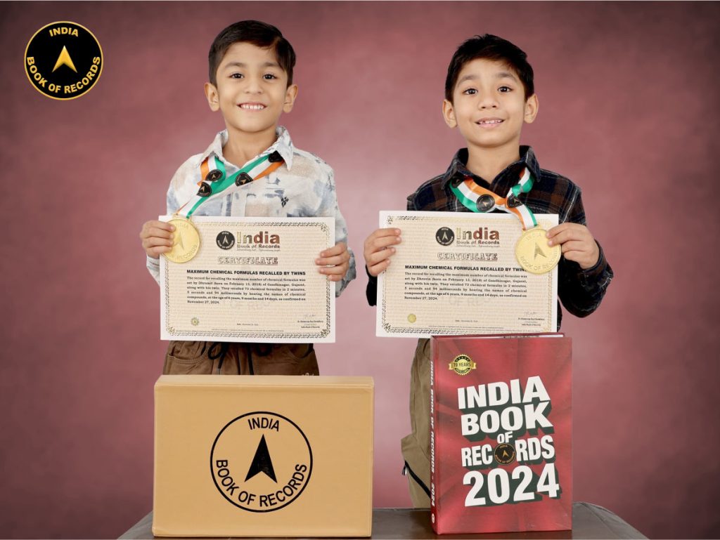Maximum chemical formulas recalled by twins - India Book of Records