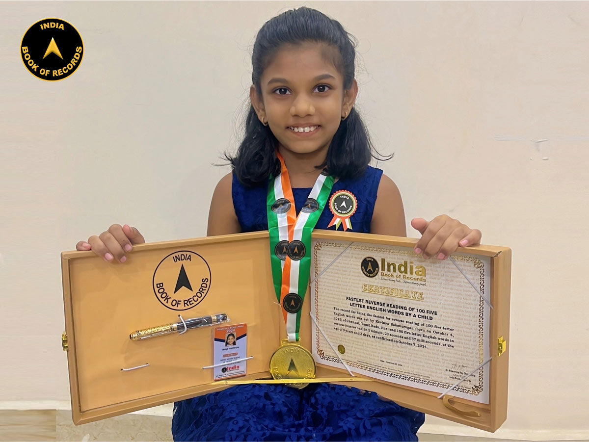 Fastest reverse reading of 100 five letter English words by a child