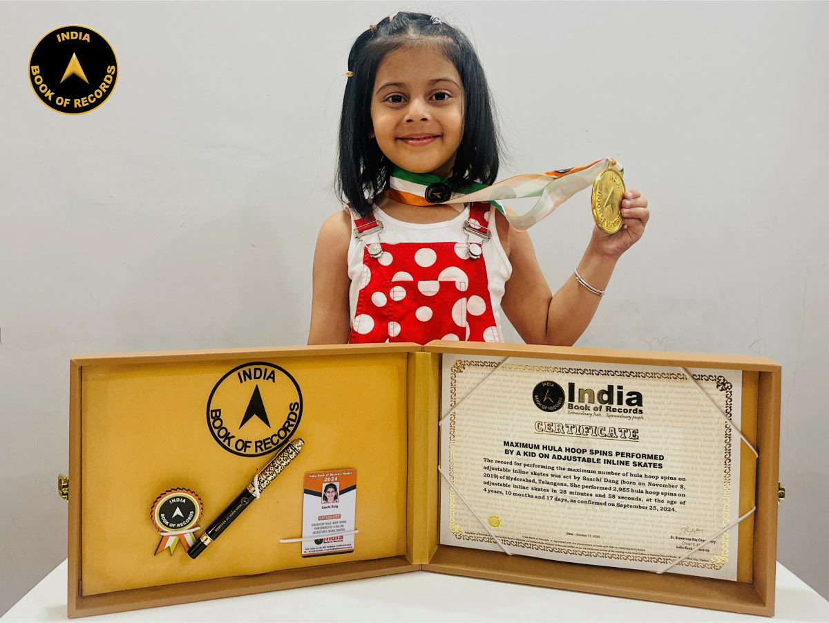 Maximum hula hoop spins performed on adjustable inline skates