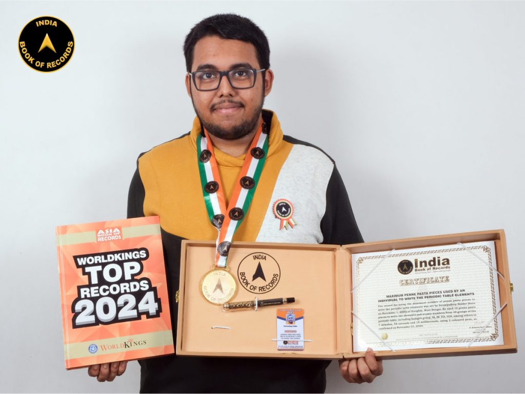 Maximum penne pasta pieces to write the periodic table elements