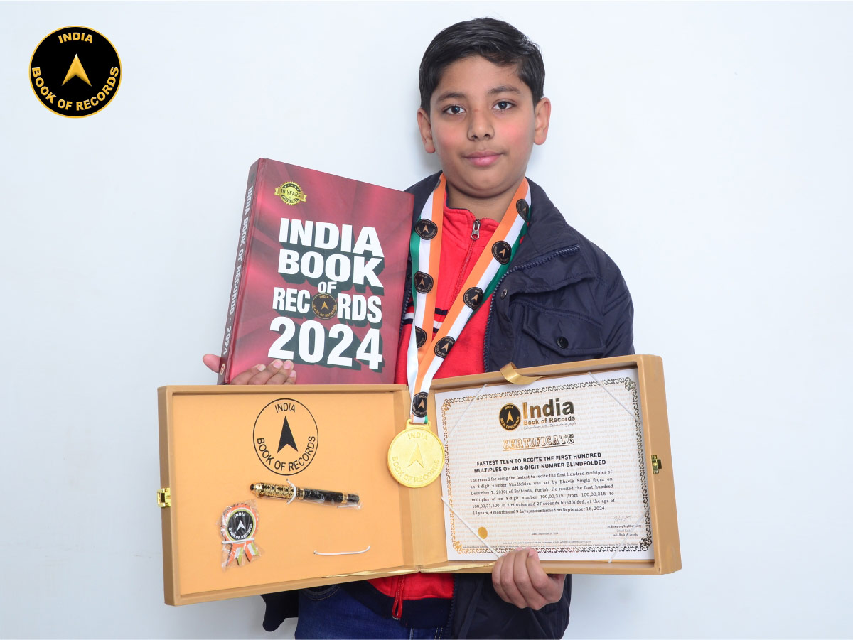 Fastest teen to recite the first hundred multiples blindfolded