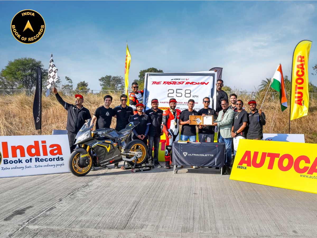 Fastest Speed Achieved by an Indian Motorcycle (EV) - India Book of Records