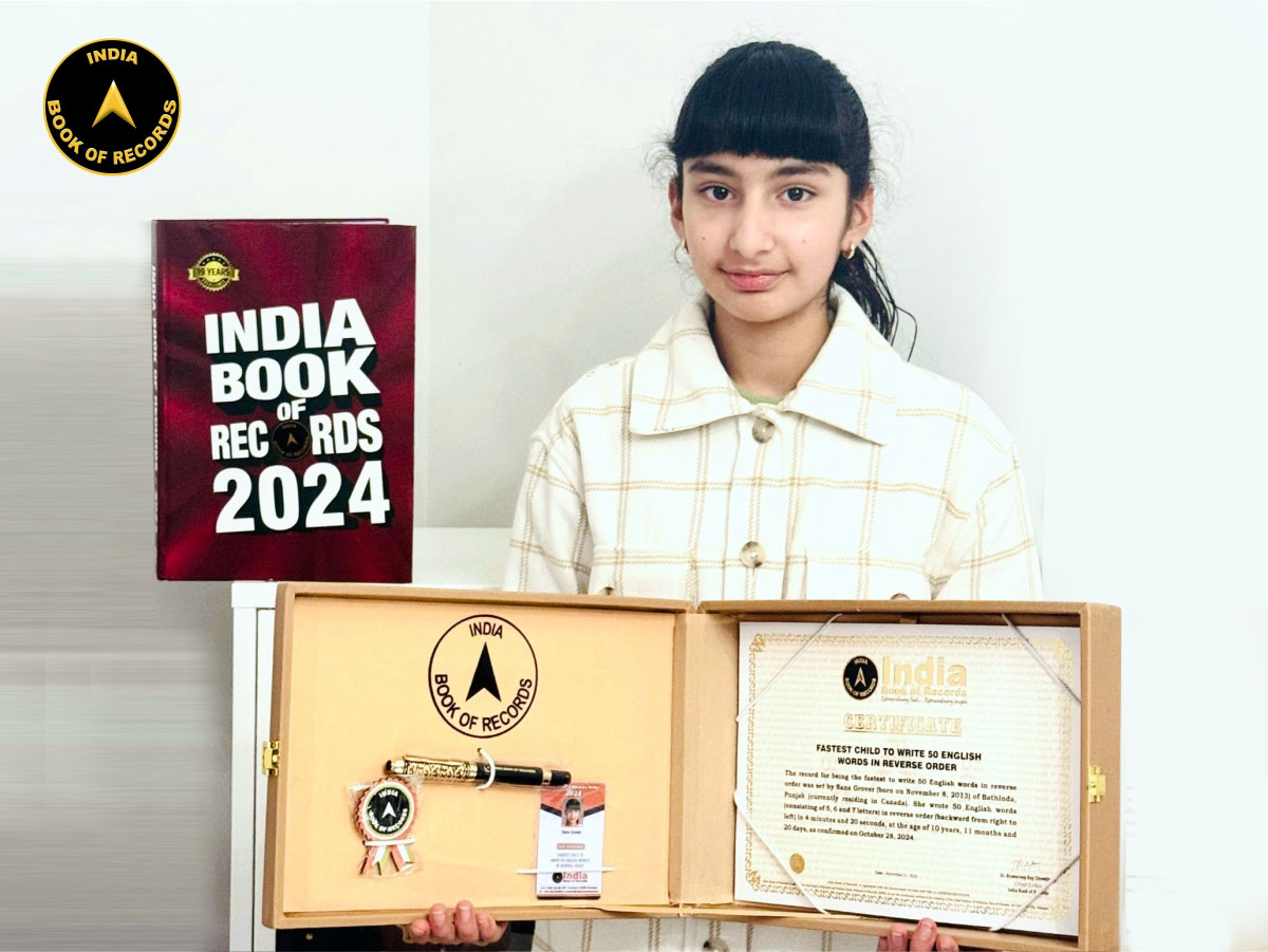 Fastest child to write 50 English words in reverse order - India Book ...
