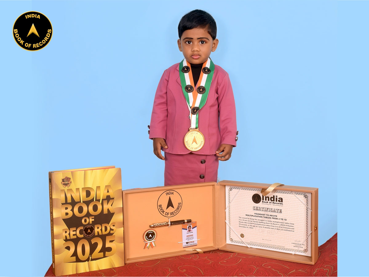Youngest to recite multiplication tables from 2 to 10 - India Book of ...