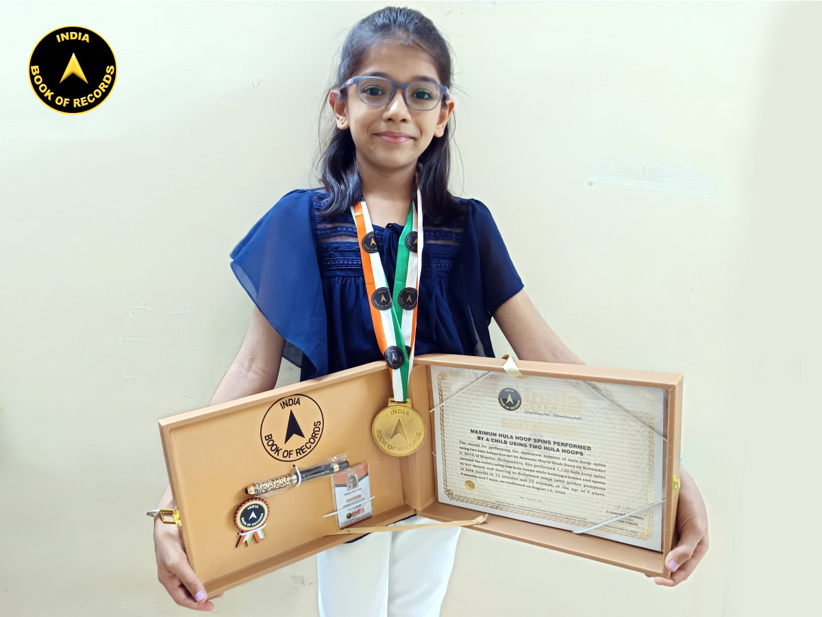 Maximum hula hoop spins performed by a child using 2 hula hoops