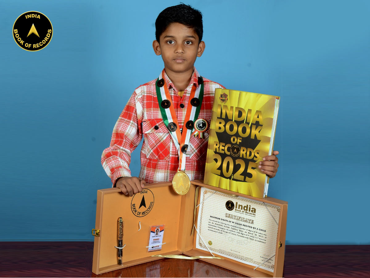 Maximum digits of Pi value recited by a child - India Book of Records