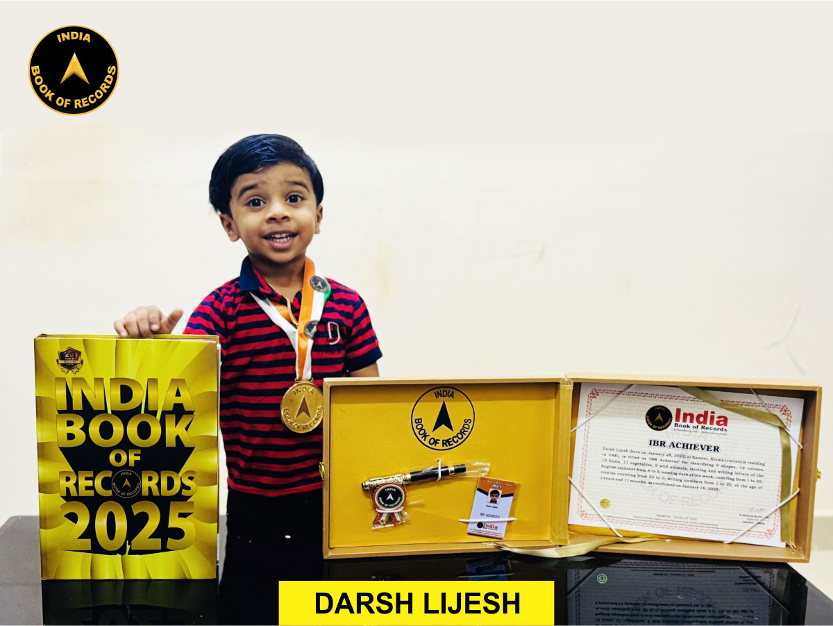 Darsh Lijesh - IBR Achiever - India Book of Records