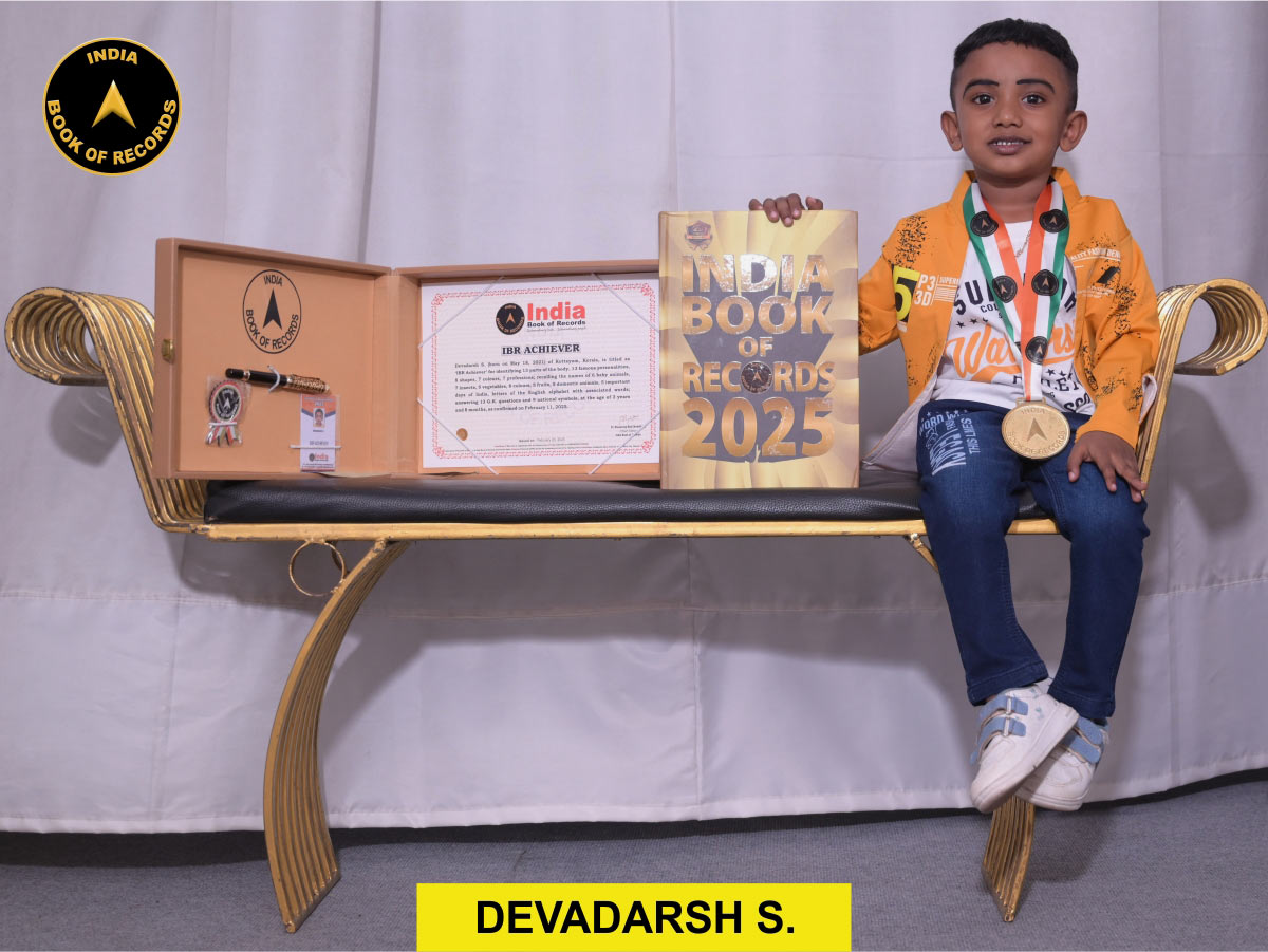 Devadarsh S. - IBR Achiever - India Book of Records