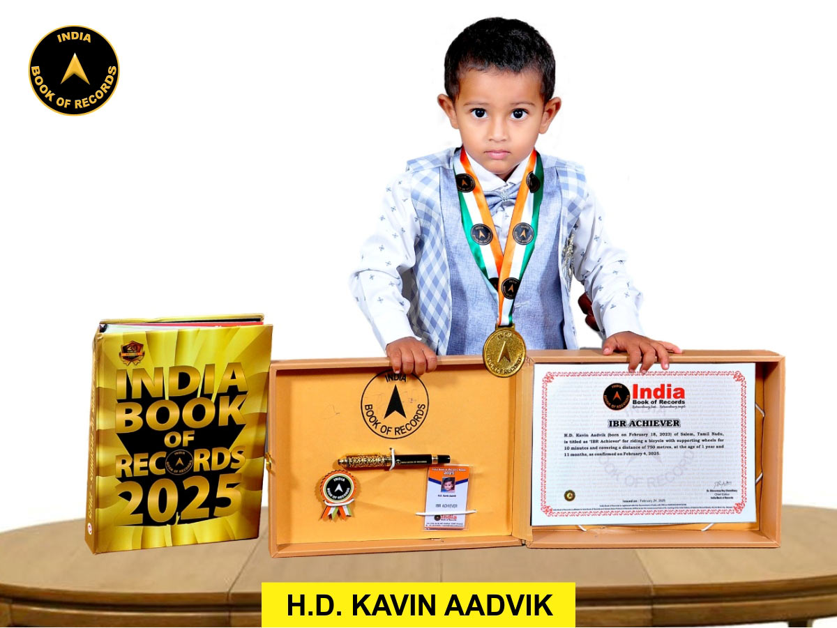 H.D. Kavin Aadvik - IBR Achiever - India Book of Records