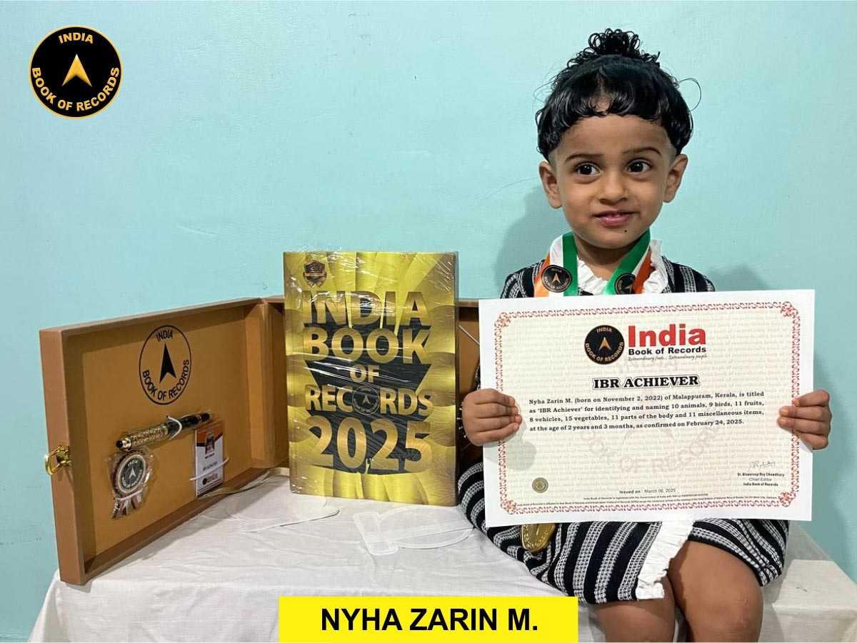 Nyha Zarin M. - IBR Achiever - India Book of Records
