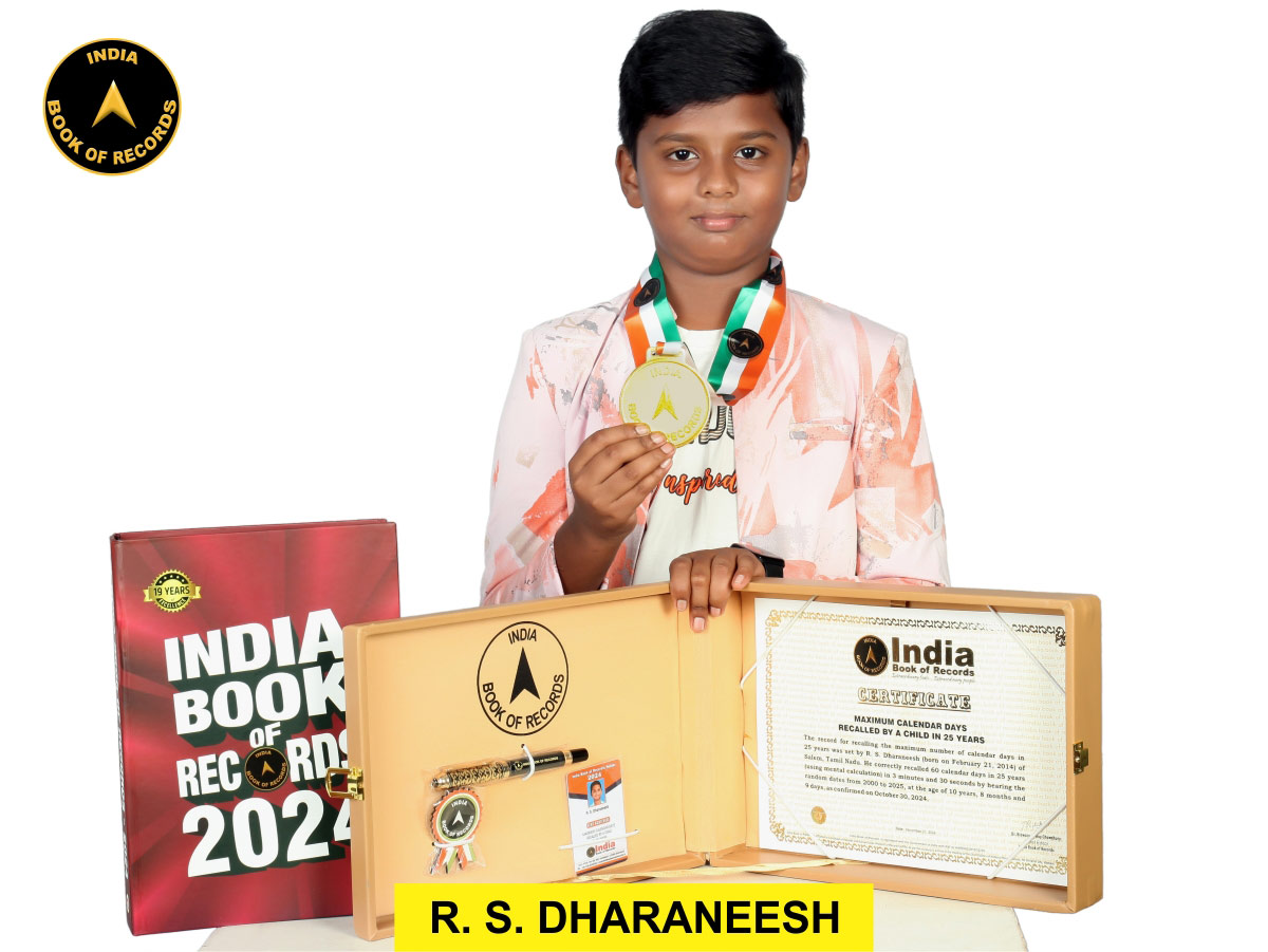 Maximum calendar days recalled by a child in 25 years - India Book of ...