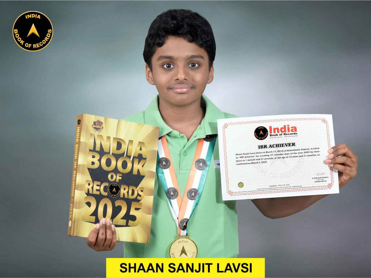 Shaan Sanjit Lavsi - IBR Achiever - India Book of Records