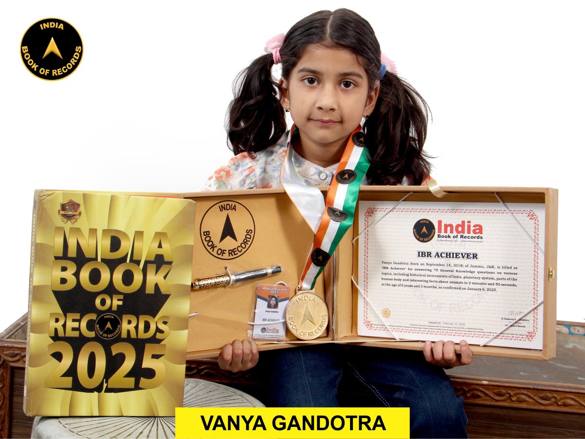 Vanya Gandotra - IBR Achiever - India Book of Records