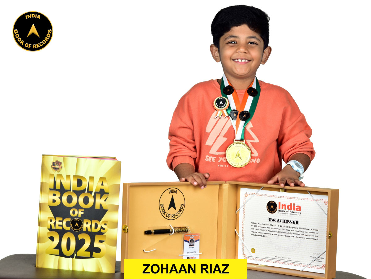 Zohaan Riaz - IBR Achiever - India Book of Records