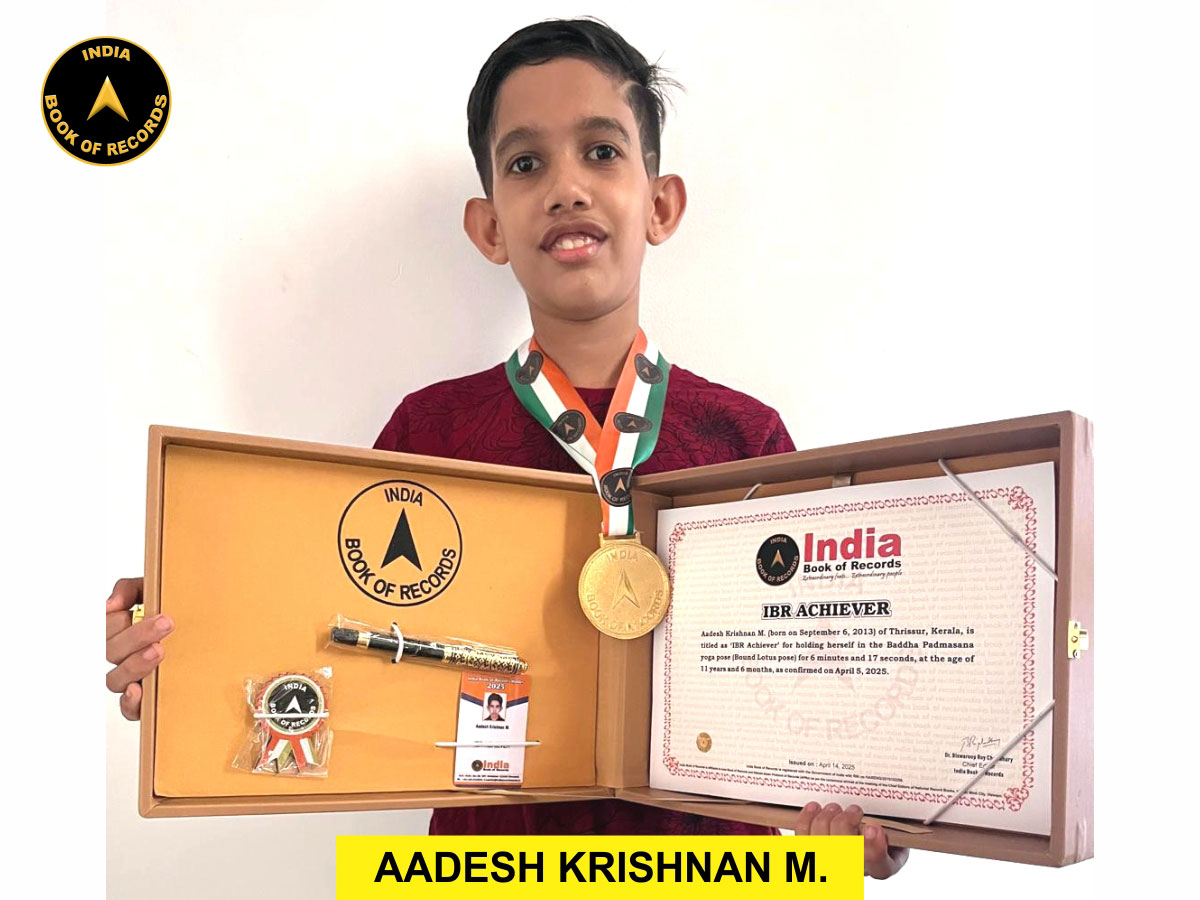Aadesh Krishnan M. - IBR Achiever - India Book of Records