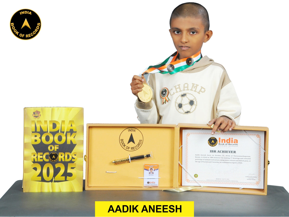 Aadik Aneesh - IBR Achiever - India Book of Records