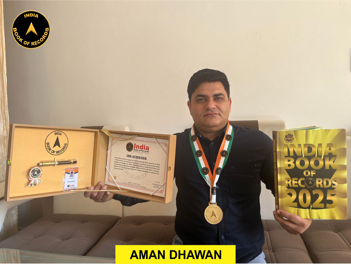 Aman Dhawan - IBR Achiever - India Book of Records