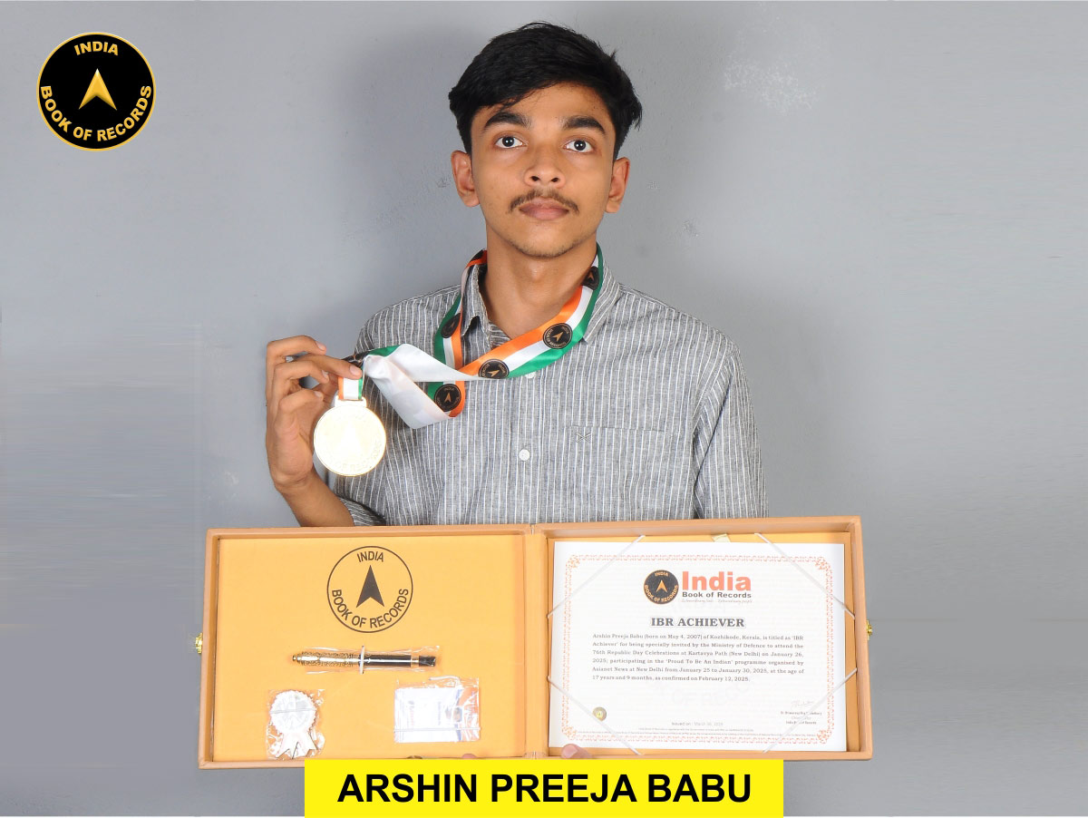 Arshin Preeja Babu - IBR Achiever - India Book of Records