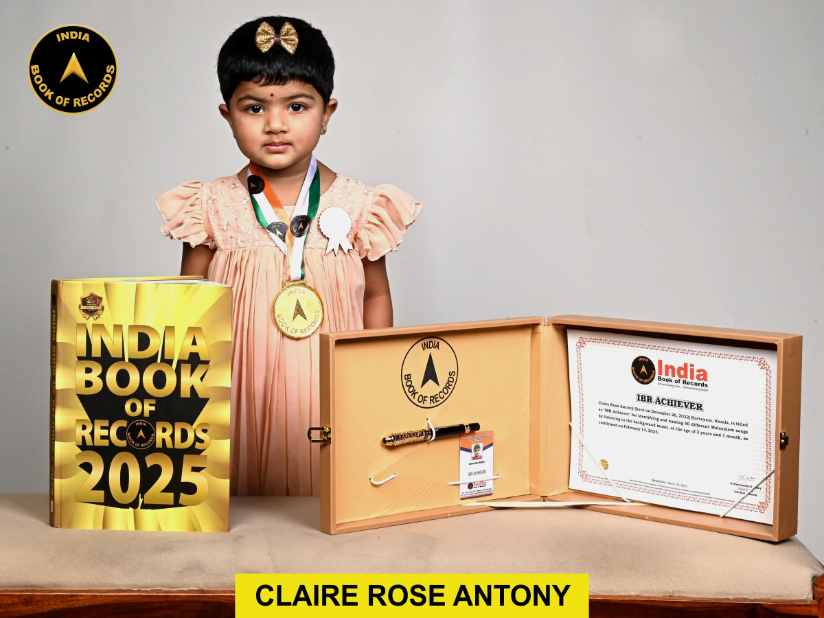 Claire Rose Antony - IBR Achiever - India Book of Records