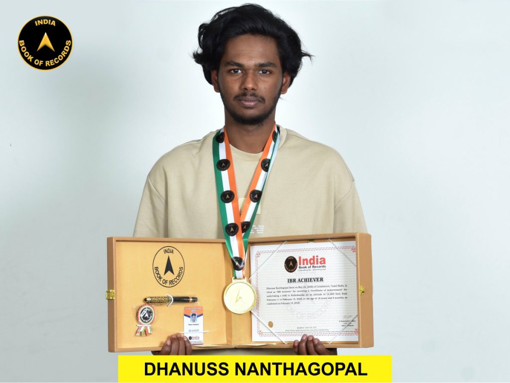 Dhanuss Nanthagopal - IBR Achiever - India Book of Records