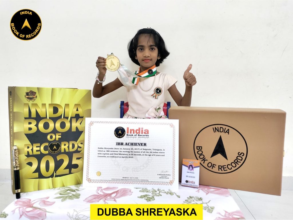 Dubba Shreyaska - IBR Achiever - India Book of Records