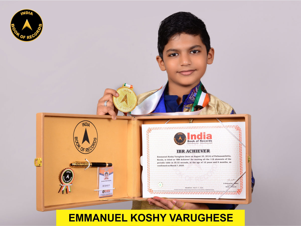 Emmanuel Koshy Varughese - IBR Achiever - India Book of Records