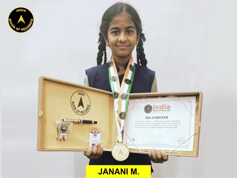 Janani M. - IBR Achiever - India Book of Records