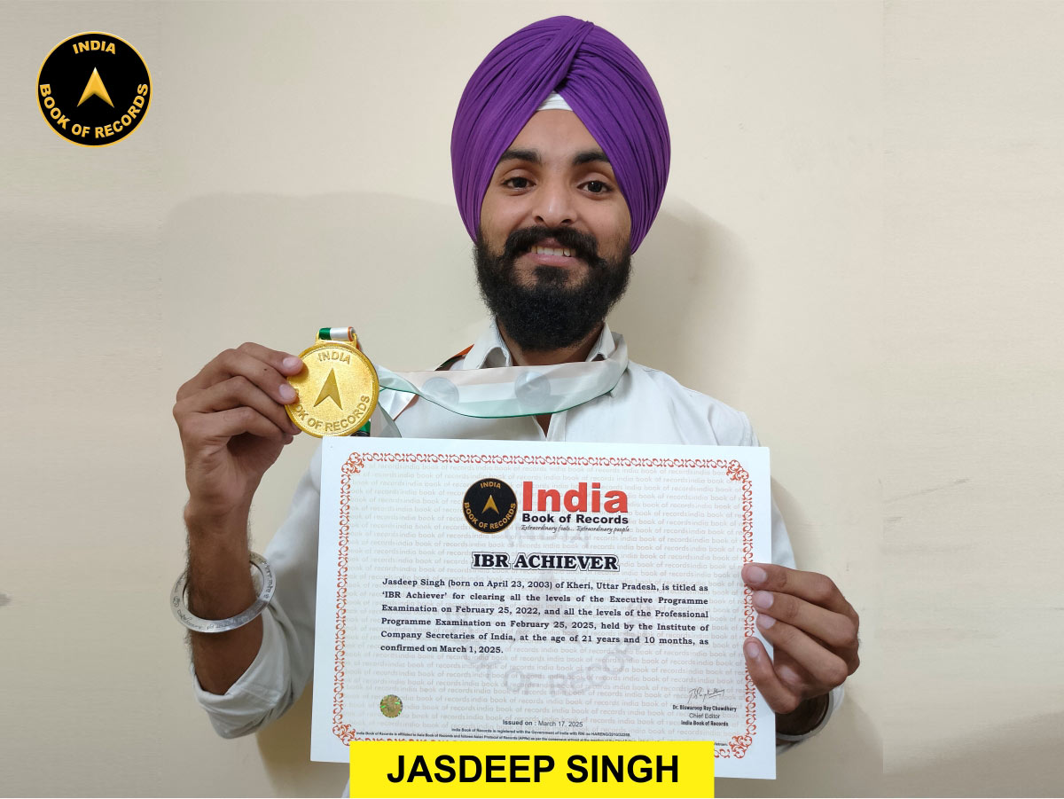 Jasdeep Singh - IBR Achiever - India Book of Records