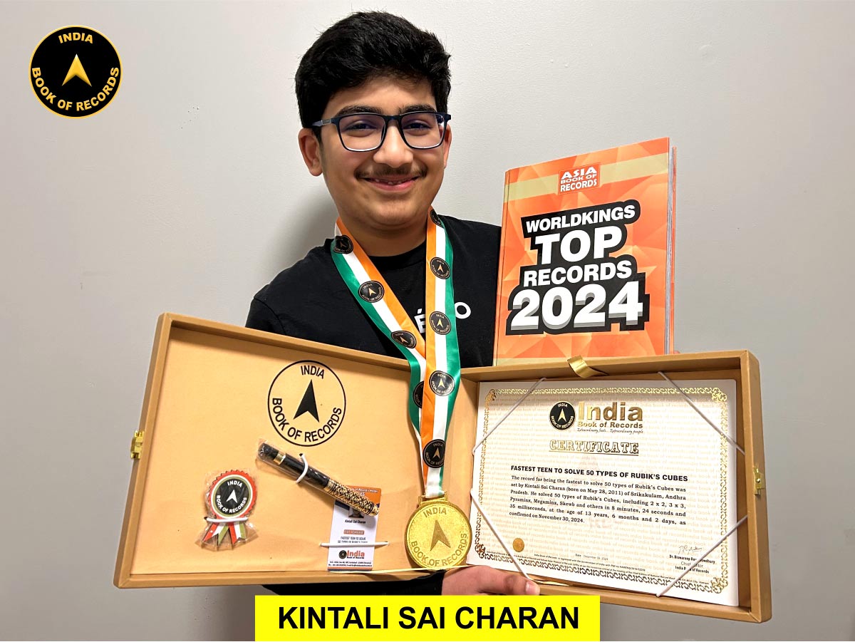 Fastest teen to solve 50 types of Rubik’s Cubes - India Book of Records