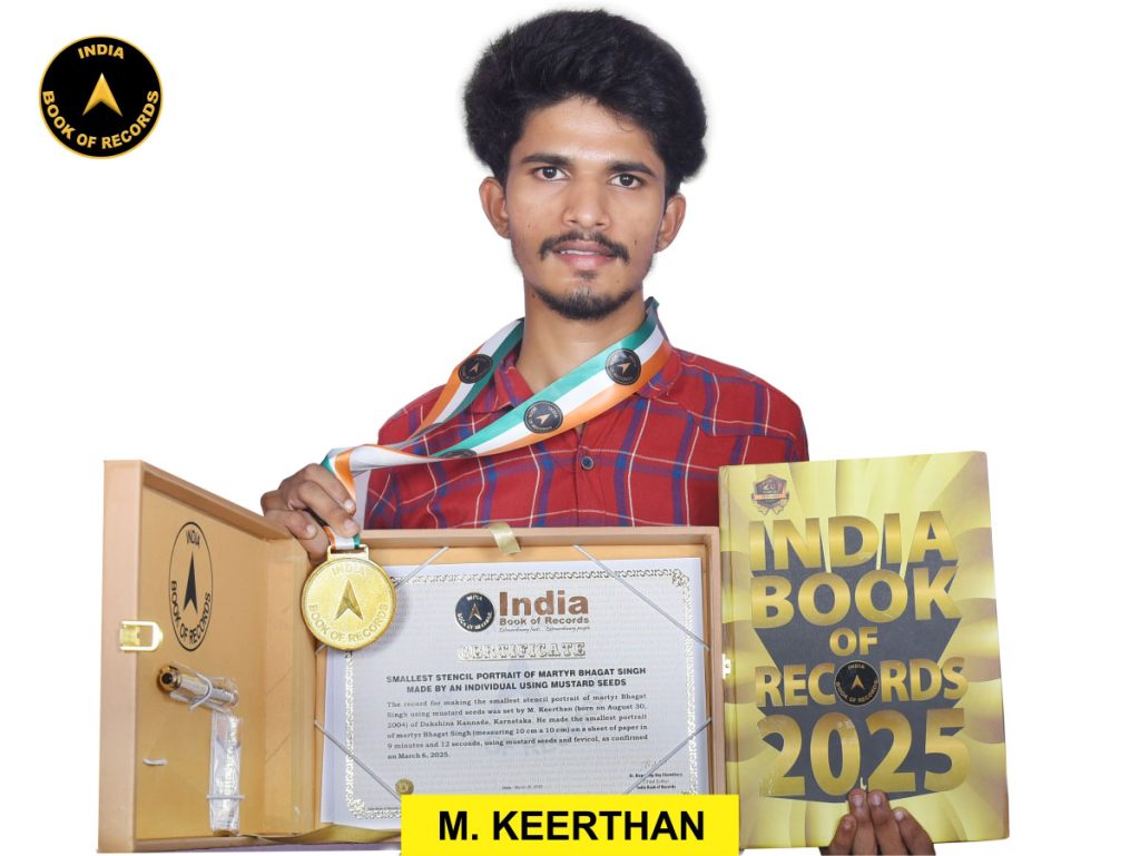 Smallest stencil portrait of Bhagat Singh made by an individual