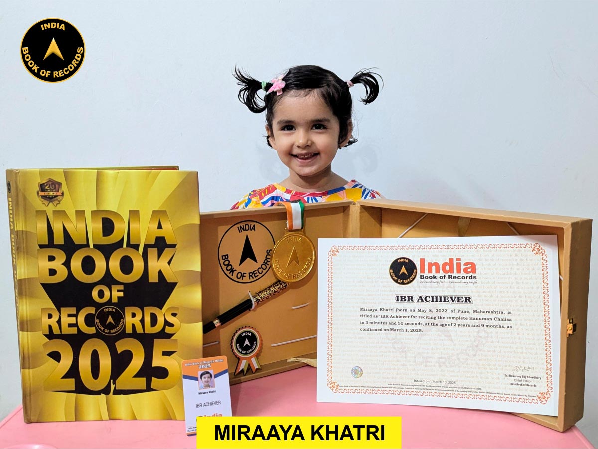 Miraaya Khatri - IBR Achiever - India Book of Records