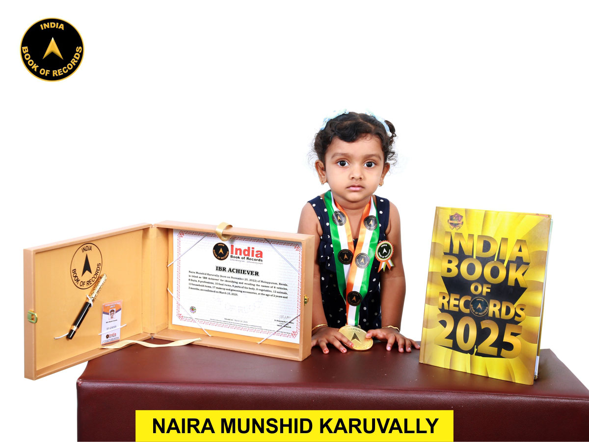 Naira Munshid Karuvally - IBR Achiever - India Book of Records
