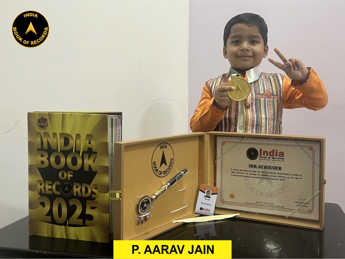 P. Aarav Jain - IBR Achiever - India Book of Records