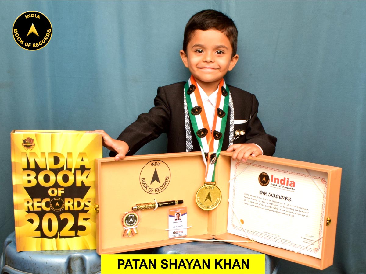 Patan Shayan Khan - IBR Achiever - India Book of Records