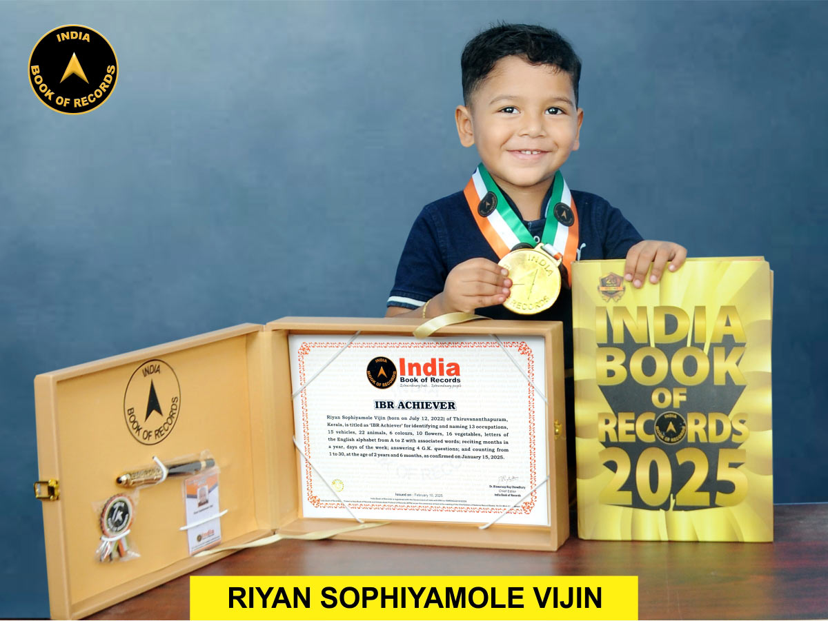 Riyan Sophiyamole Vijin - IBR Achiever - India Book of Records