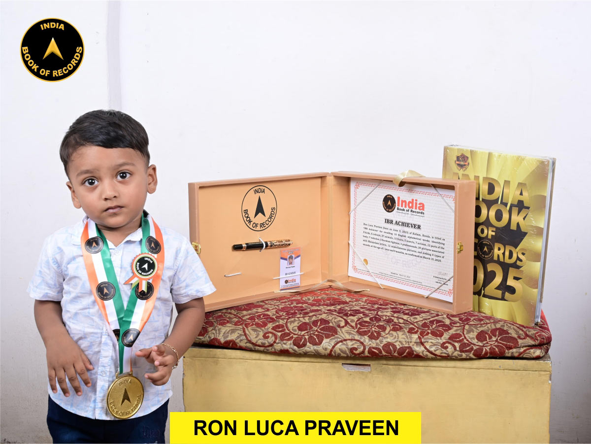 Ron Luca Praveen - IBR Achiever - India Book of Records