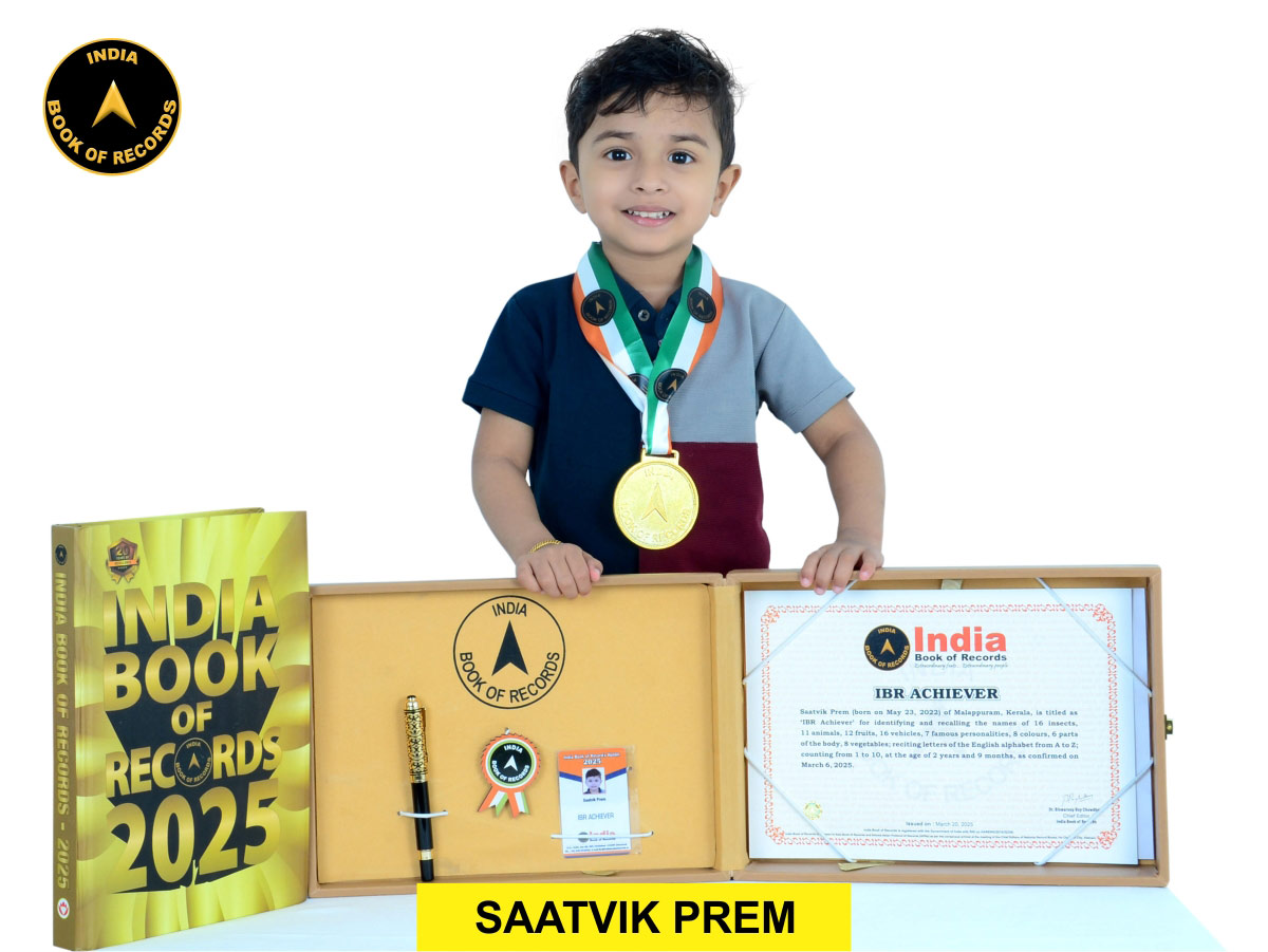 Saatvik Prem - IBR Achiever - India Book of Records