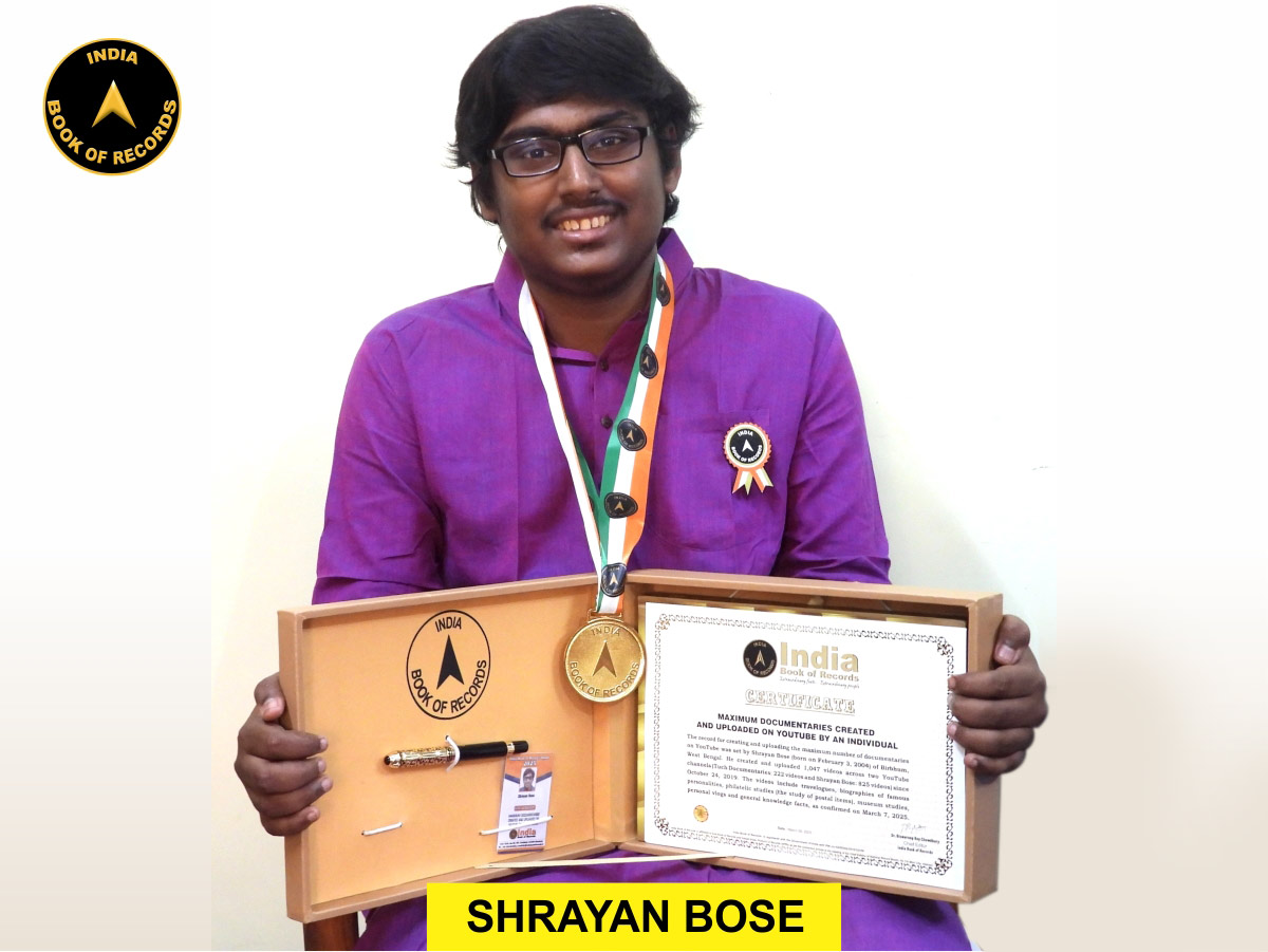 Maximum documentaries created and uploaded on YouTube by an individual - India Book of Records
