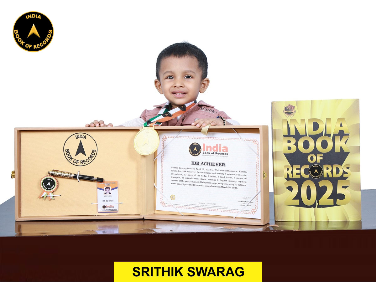 Srithik Swarag - IBR Achiever - India Book of Records